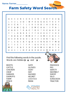 Kids Farm Safety Activity Sheets | National Centre for Farmer Health