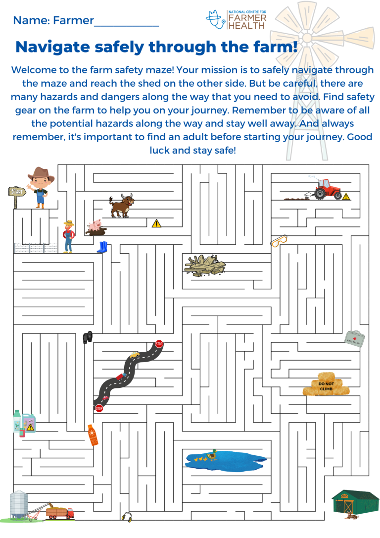 Kids Farm Safety Activity Sheets | National Centre for Farmer Health